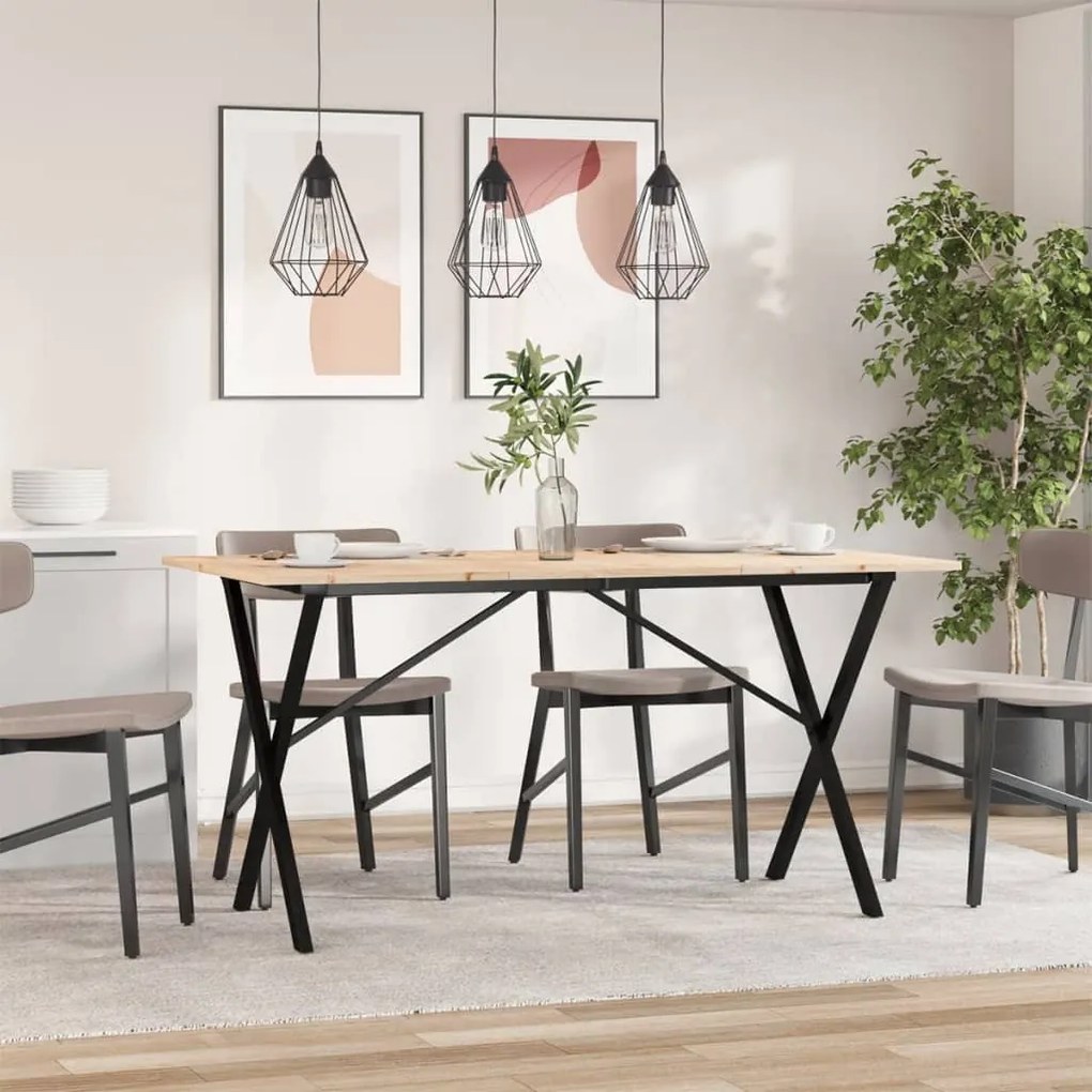 Jídelní stůl s X rámem 160 x 80 x 75 cm borové dřevo a ocel 3282699