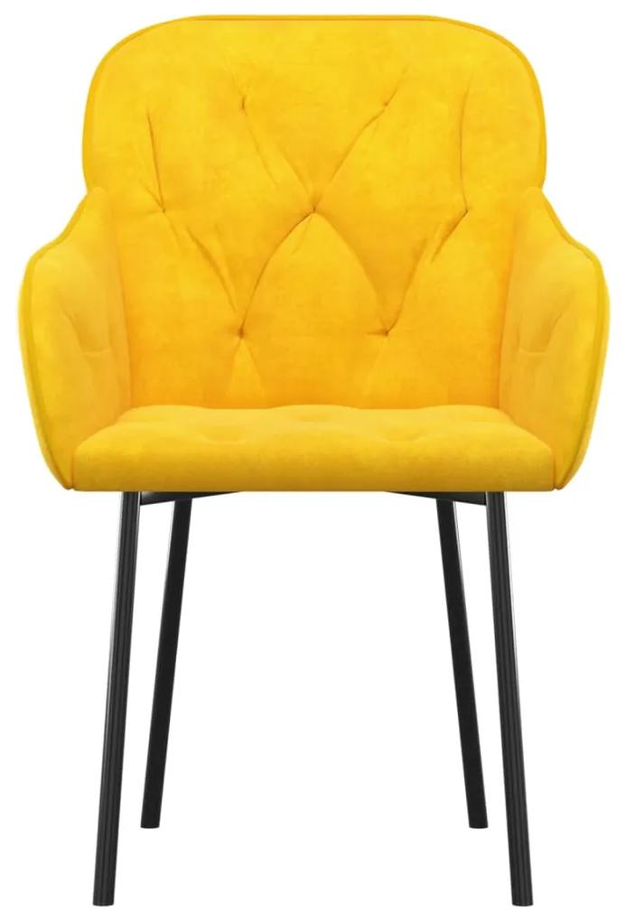 Jídelní židle 2 ks žluté samet,  344852