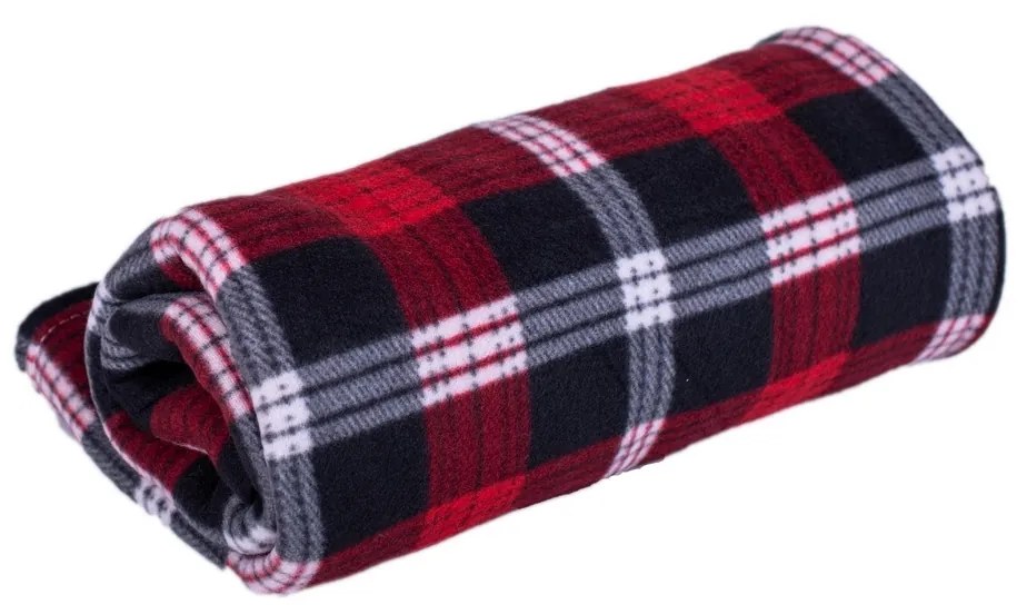 Deka fleece kostka vínová, 150 x 200 cm