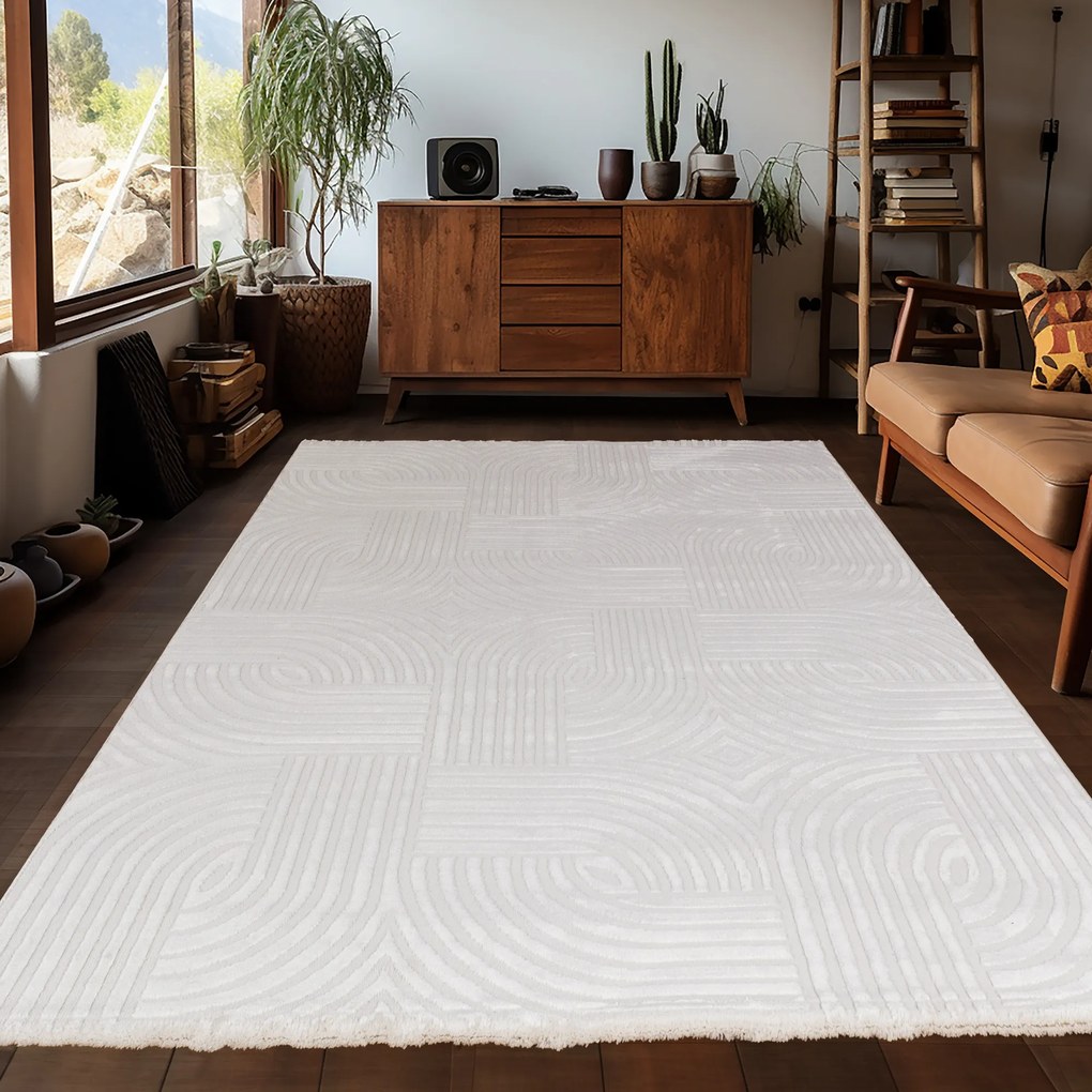 Ayyildiz, Kusový koberec Sahara 1112 Cream, 280x370, bílá, obývací pokoj