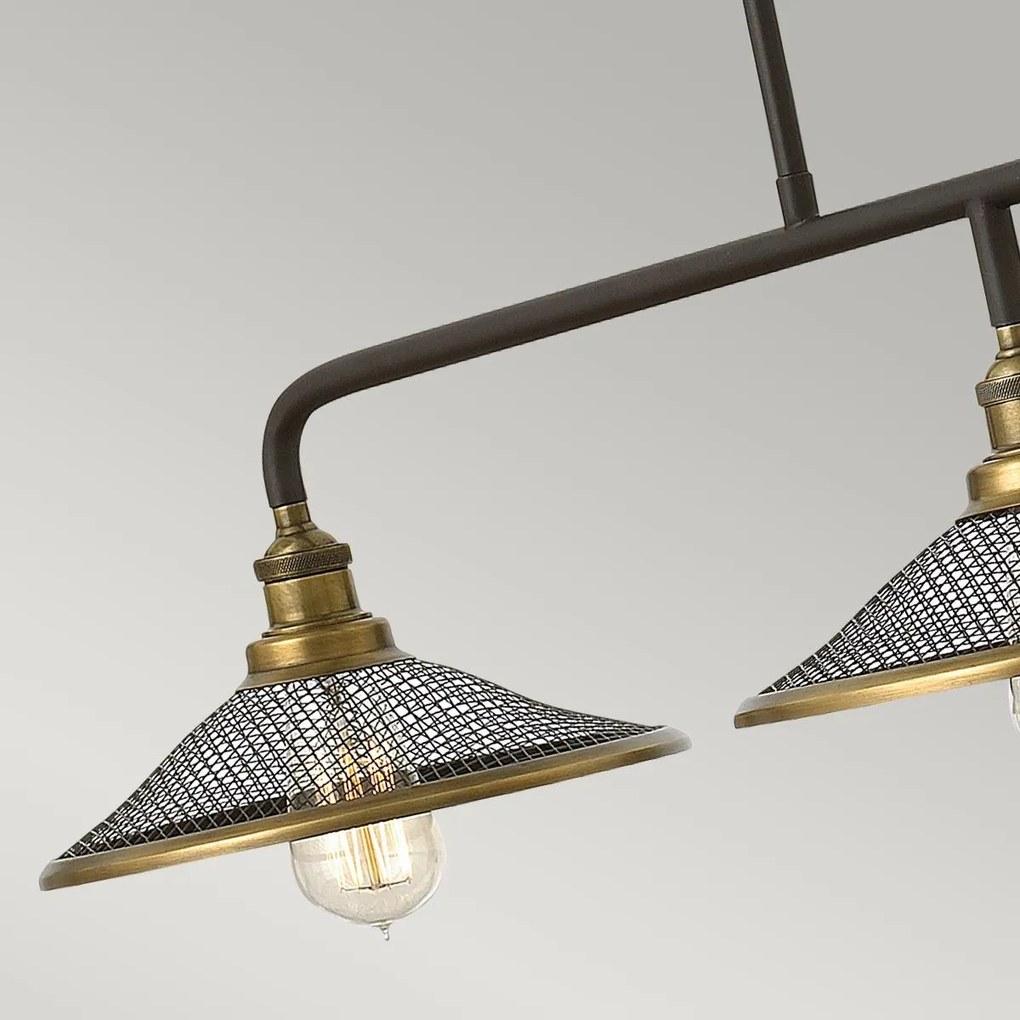 Retro lustr nad stůl Elstead RIGBY 3 bronz-mosaz 3xE27