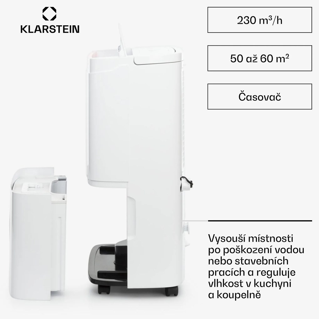Klarstein DryFy Pro Connect Smart, Odvlhčovač vzduchu, Wi-Fi, Kompresní, 30 l/d, 50–60 m², Bílý