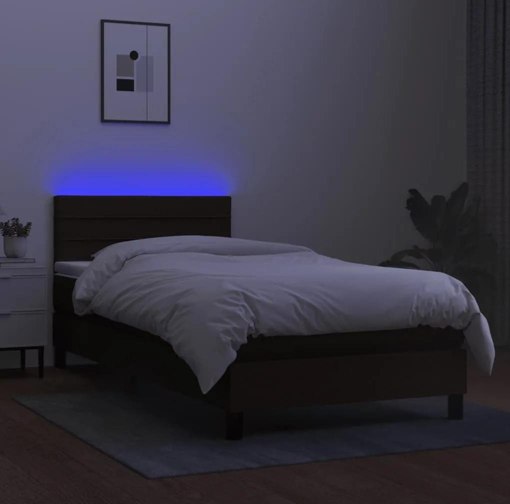 vidaXL Box spring postel s matrací a LED 80 x 200 cm textil [3133191] Barva: Modrá