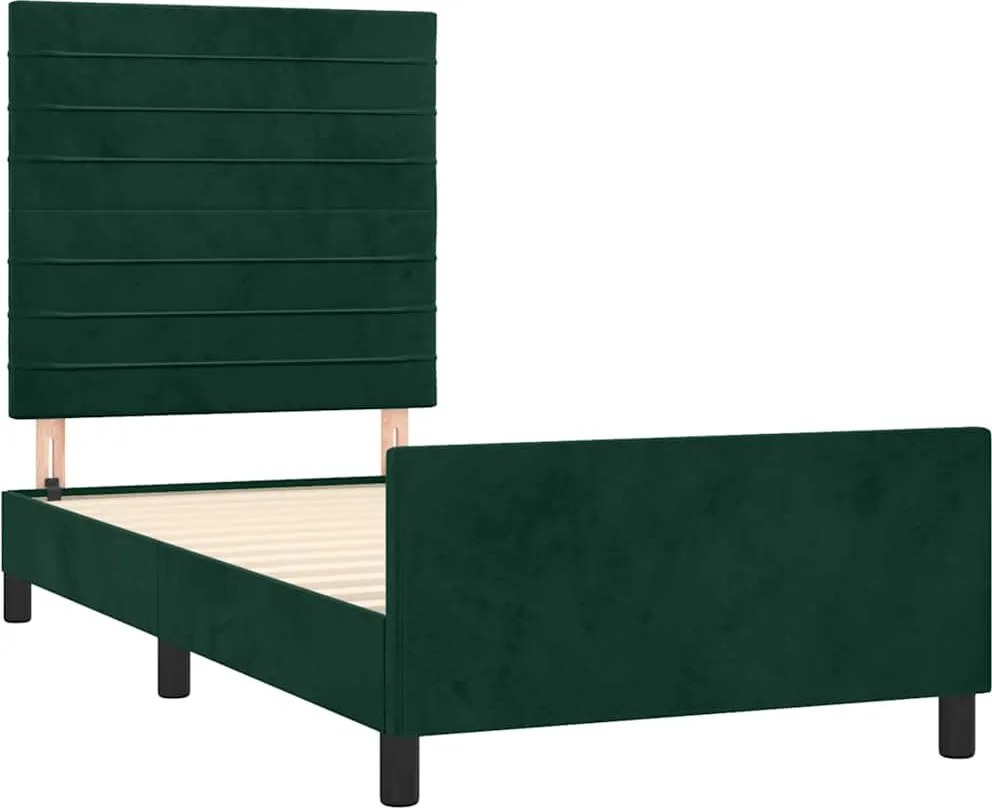 Rám postele bez matrace tmavě zelená 100 x 200 cm samet 3125803
