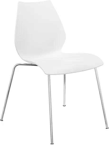 Výprodej Kartell designová židle Maui (bílá skořepina, podnož chrom)