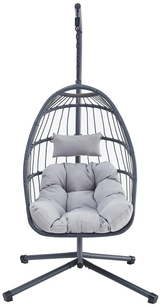 Autronic Závěsné křeslo, kov, polyratan, šedá, AZ-V1269 GREY