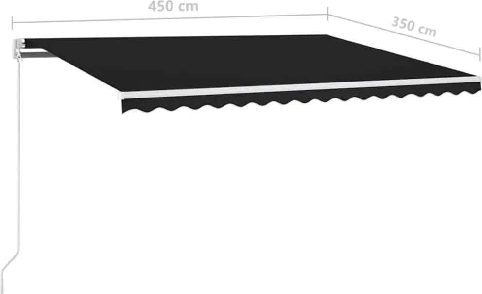 Ručně zatahovací markýza s LED světlem 450 x 350 cm antracitová 3069004