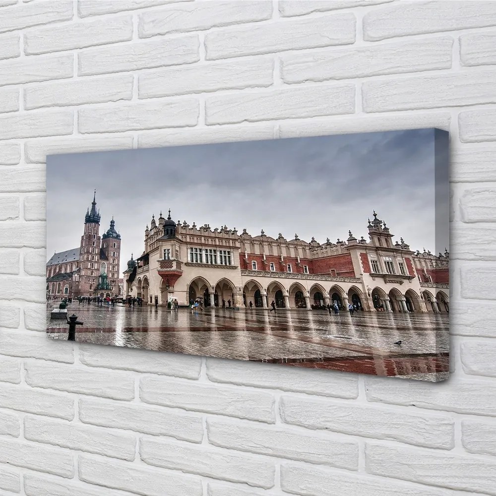 Obrazy na plátně Krakow kostel Cloth déšť 100x50 cm