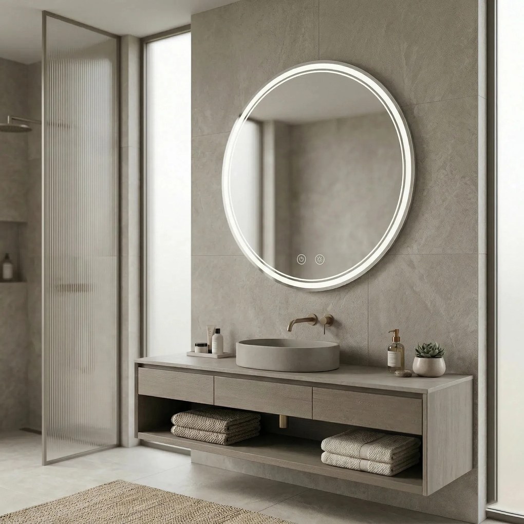 Tutumi Zrcadlo ⌀100 cm s vyhříváním a regulovatelným LED osvětlením HOM-00207