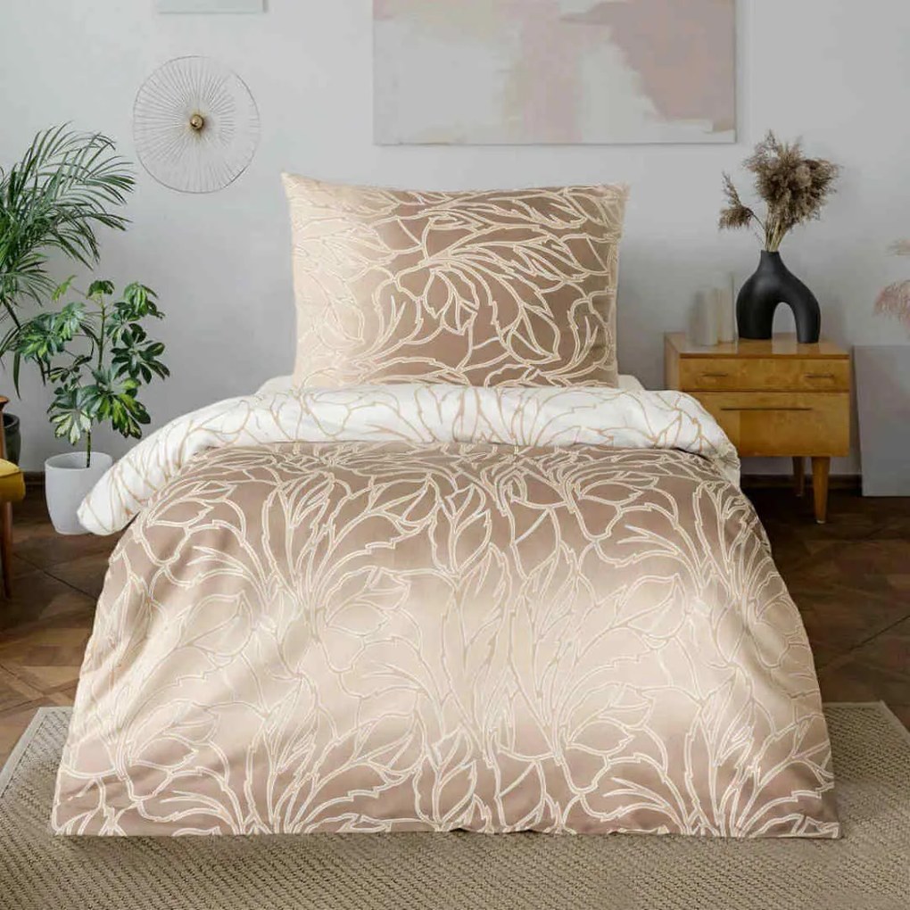 Povlečení bavlněné Fatima hnědá TiaHome - 1x Polštář 90x70cm, 1x Přikrývka 140x220cm
