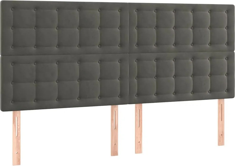 Čelo postele s LED tmavě šedé 180x5x118/128 cm samet 3122919