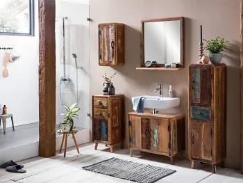 Vysoká skříňka do koupelny Petpo z recyklovaného dřeva