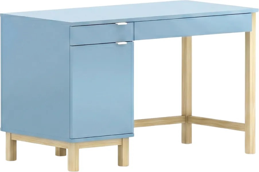 Dětský psací stůl MODEL se šuplíky a skříňkou Zvolte barvu: Světle modrá s bílým úchytem, Zvolte rozměr: 100x60 cm, Zvolte stranu: Levá