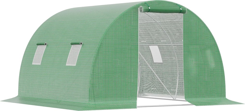 Outsunny Polytunnel skleník 3 x 3 m se 4 okny, ochrana proti mrazu pro rostliny, ocelová konstrukce, tmavě zelený | Aosom
