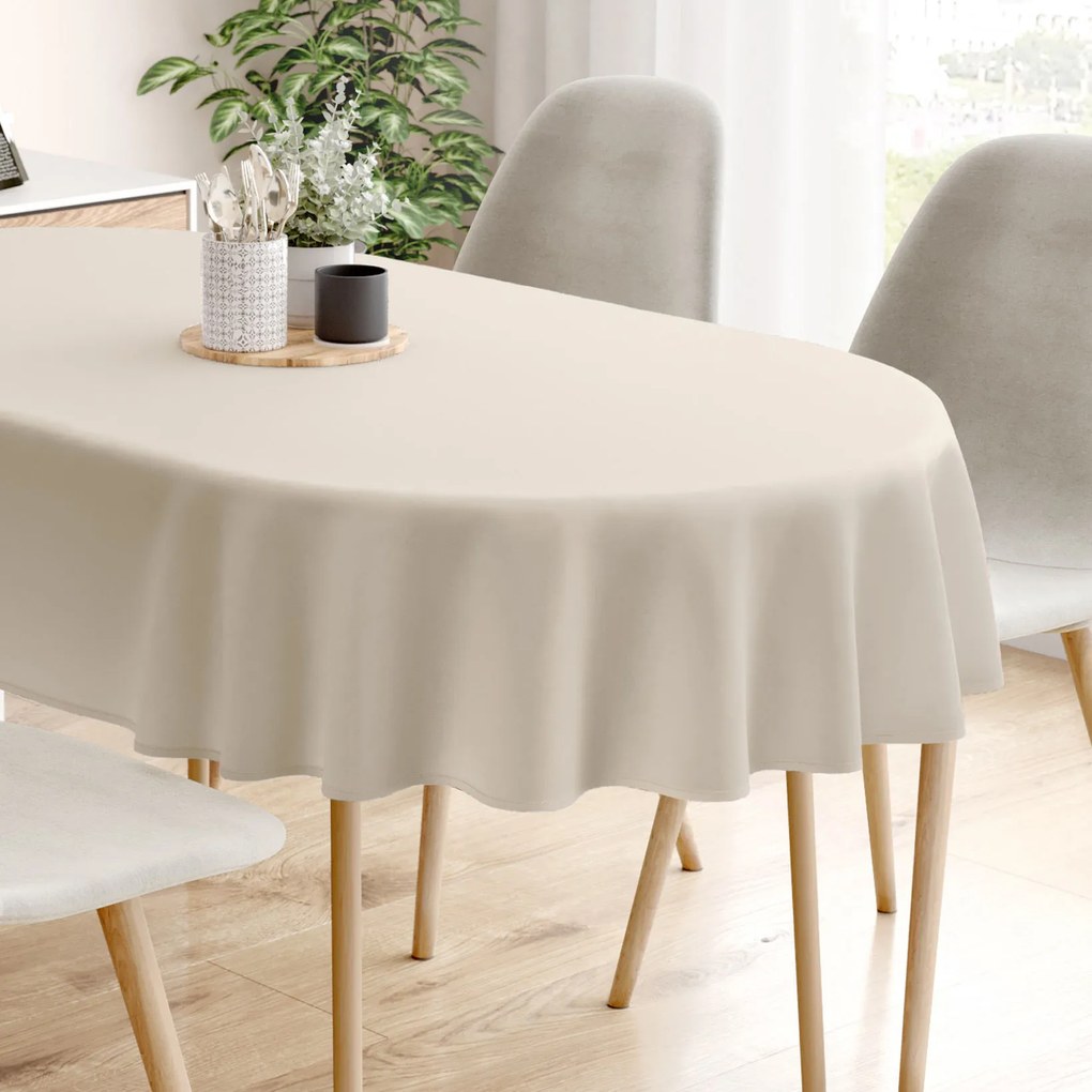 Goldea oválný ubrus 100% bavlněné plátno - latte 140 x 280 cm