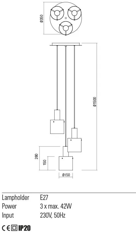 Redo Závěsné svítidlo Lou 3