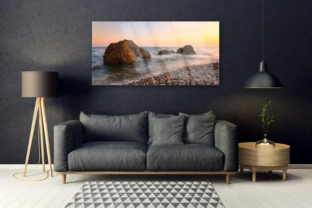 Plexisklo-obraz Pobřeží Moře Vlny Skály 120x60 cm