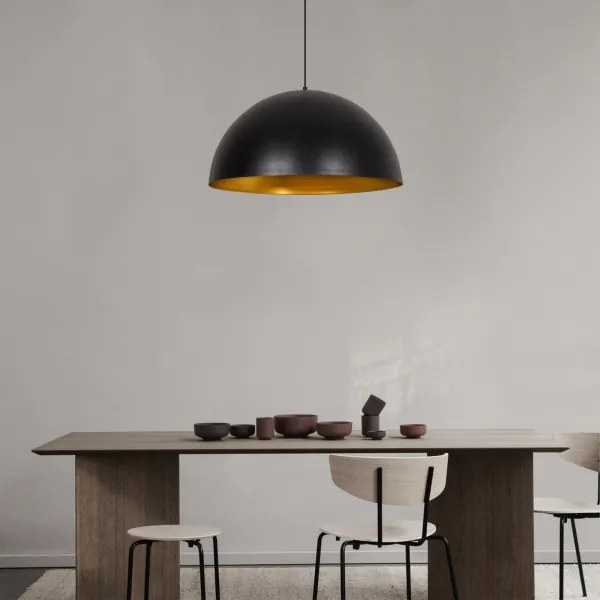 Lustr na lanku SIVANI 1xE27/40W/230V pr. 60 cm černá/měděná