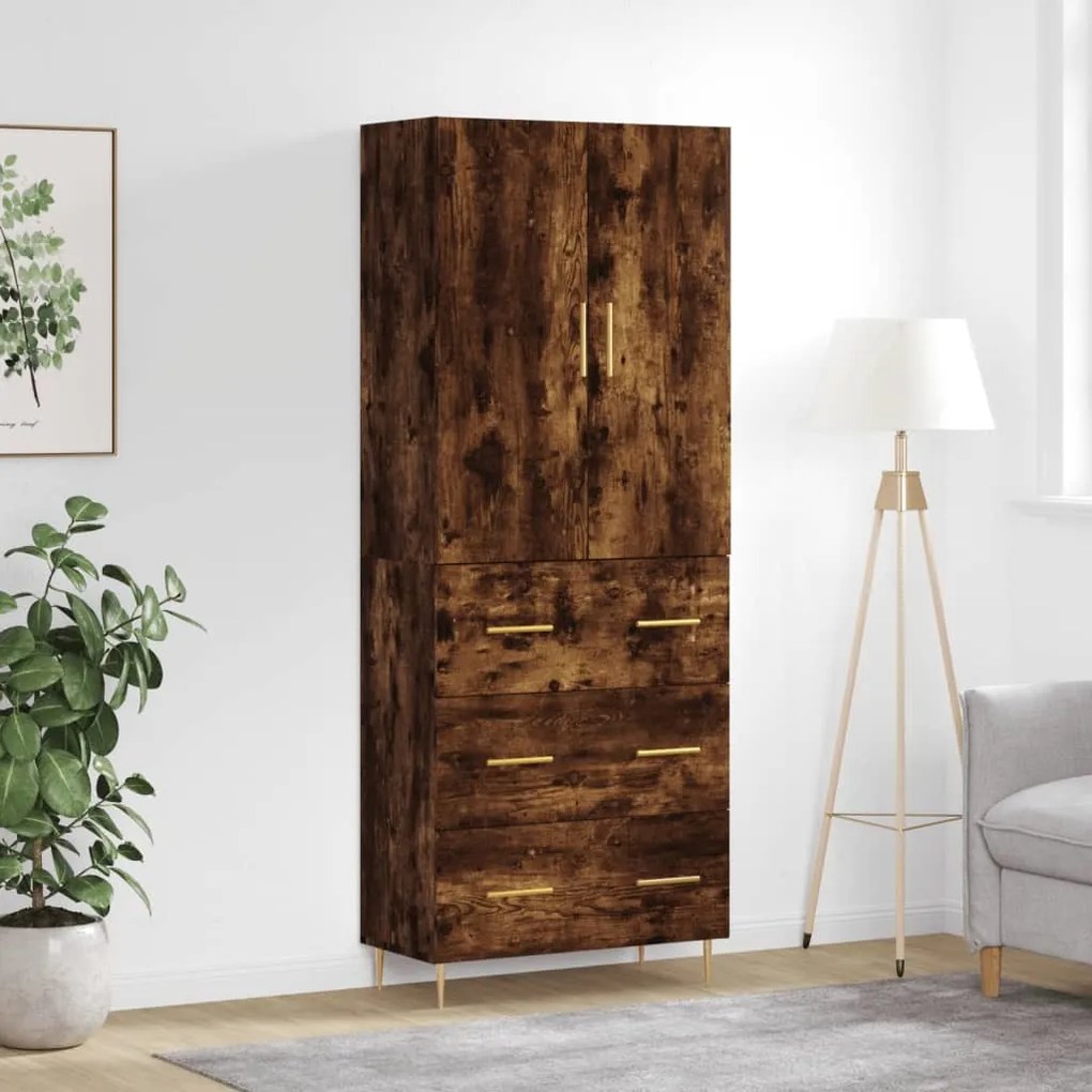 vidaXL Skříň highboard 69,5 x 34 x 180 cm kompozitní dřevo [3195838] Barva: kouřový dub