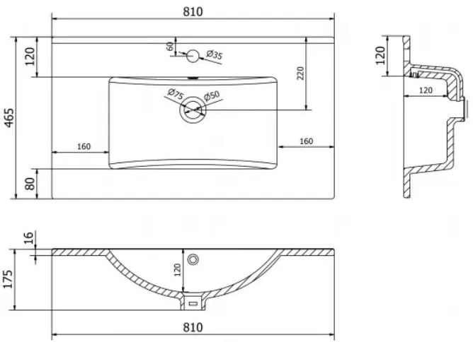 Koupelnové umyvadlo PRATO Halmar
