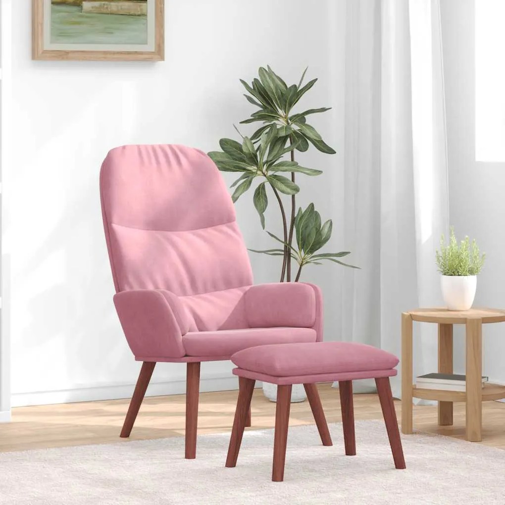 Relaxační křeslo s podnožkou růžové samet 3315120