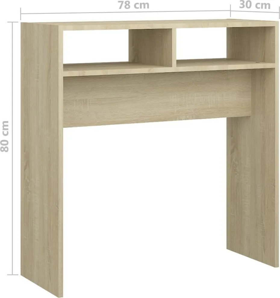 vidaXL Konzolový stolek 78 x 30 x 80 cm dřevotříska [808301] Barva: hnědý dub