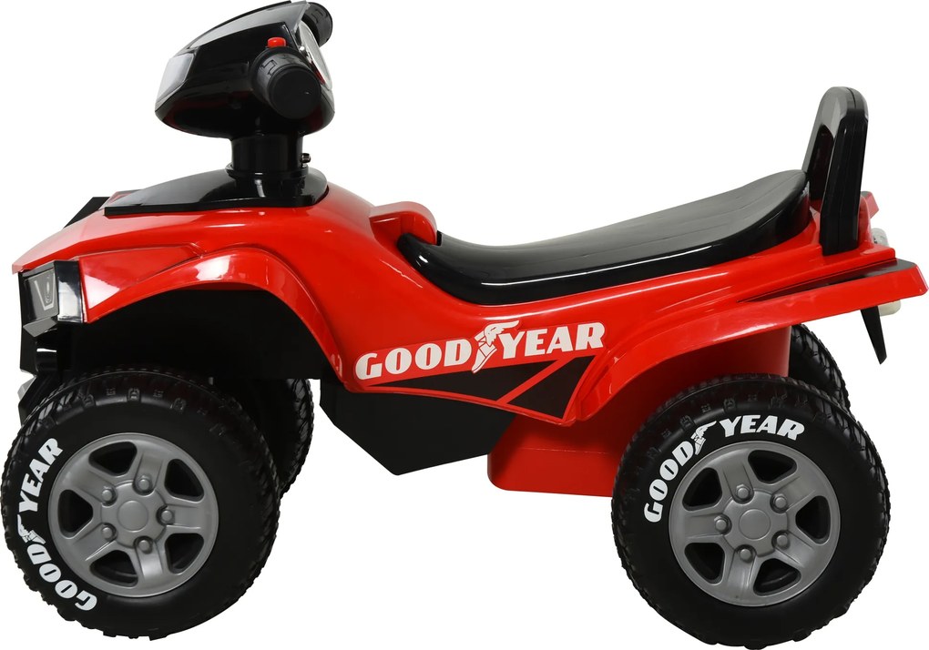 HOMCOM Dětský čtyřkolka bez pedálů pro děti od 18 do 36 měsíců, ATV se světly, klaksonem a tajným úložným prostorem 60x31x42 cm Červená