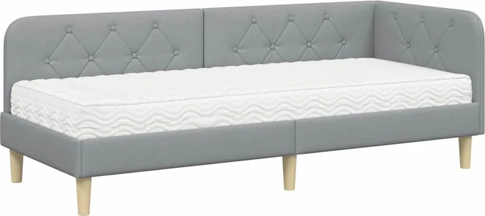 Rohový rám postele Světle šedá 80 x 200 cm textil 3394101