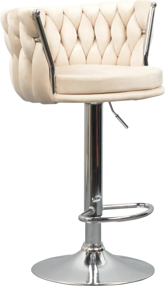Designová barová židle, béžová Velvet látka/chrom, BRIN