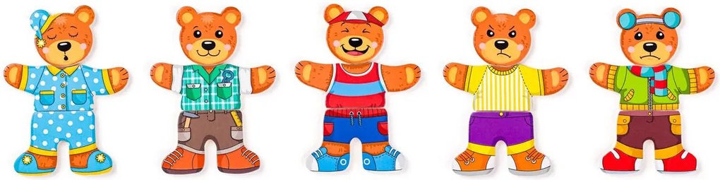 WOODY DŘEVO Šatní skříň Medvědí rodinka vkládací puzzle 54 dílků v boxu 90819