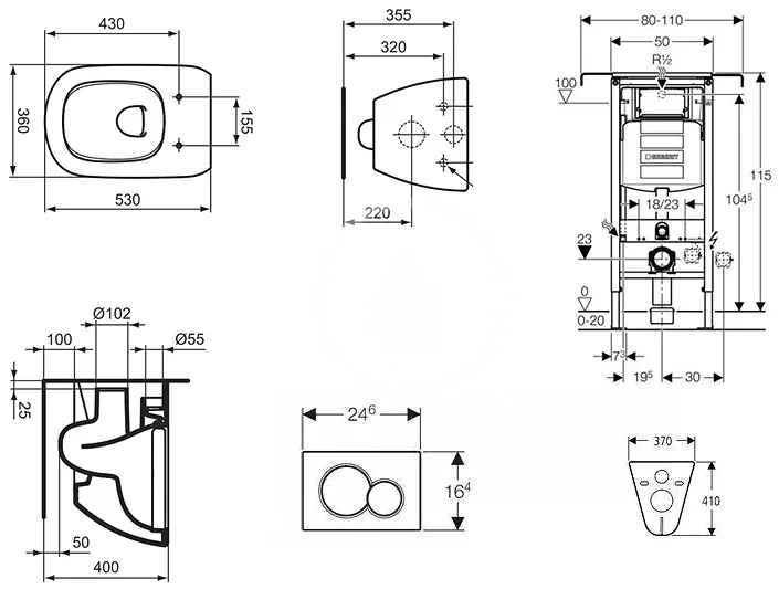 Geberit - Set předstěnové instalace, klozetu a sedátka Ideal Standard ...