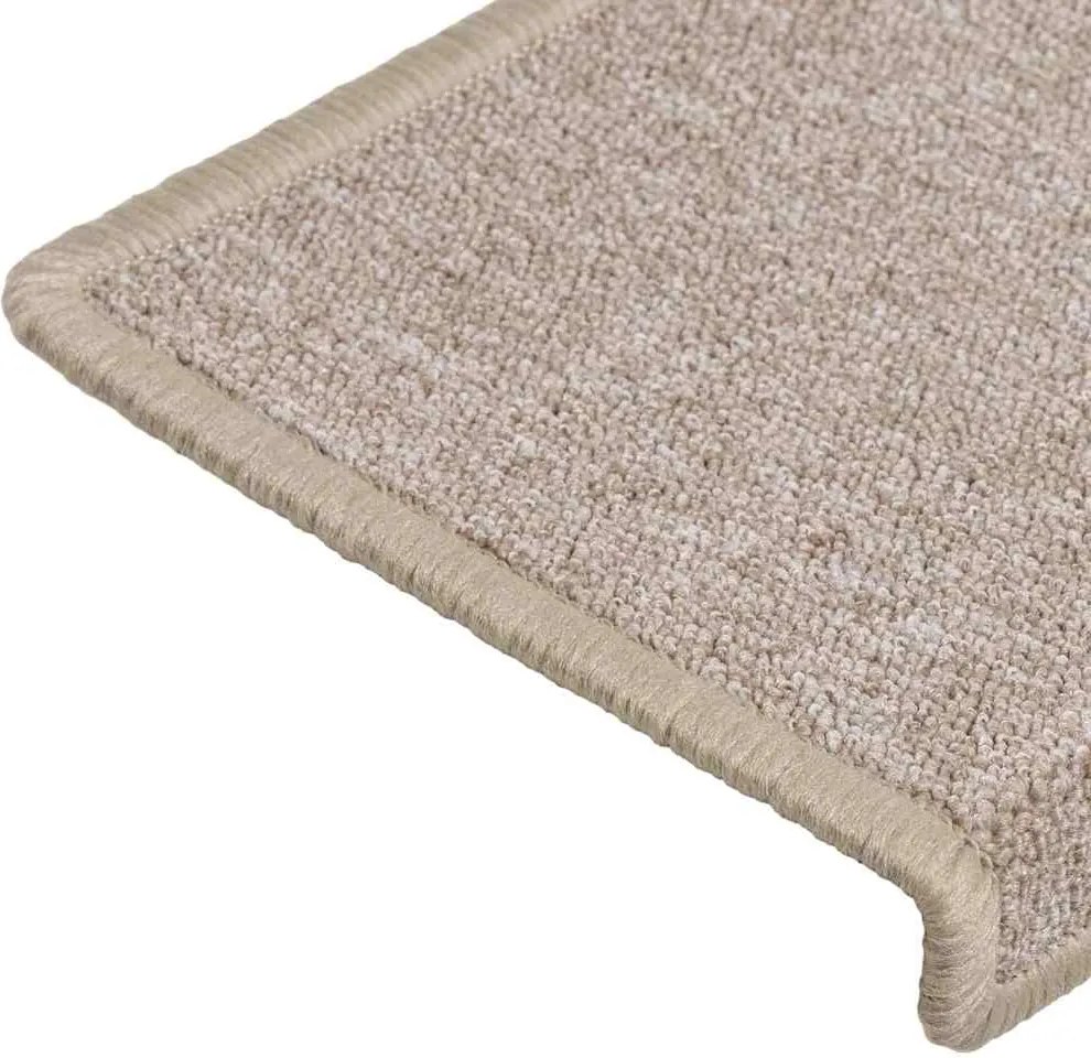 Schodové rohože 15 ks 65 x 21 x 4 cm béžové s obdélníkovým okrajem 134573