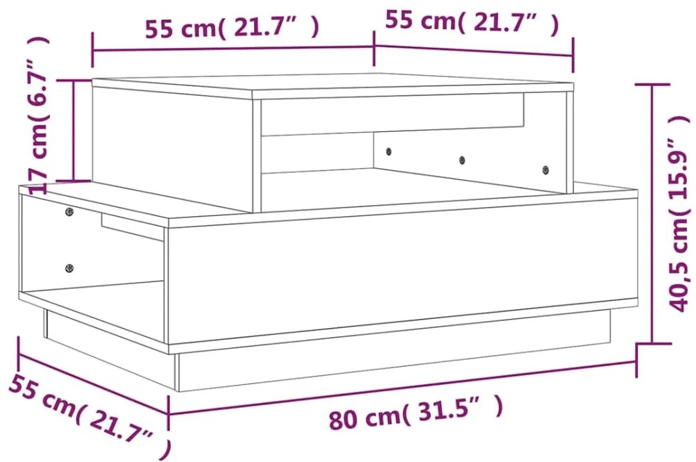 Konferenční stolek bílý 80x55x40,5 cm masivní borové dřevo - Default Title