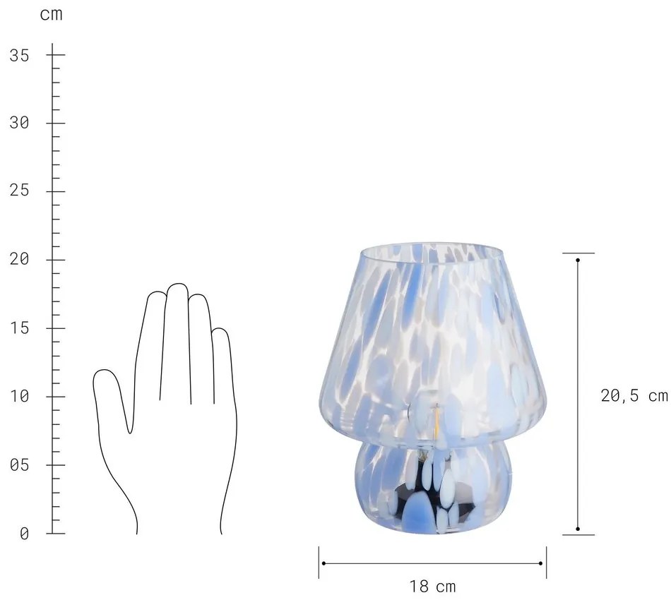 Butlers MISS MARBLE LED Lampa 20,5 cm - sv. modrá/bílá
