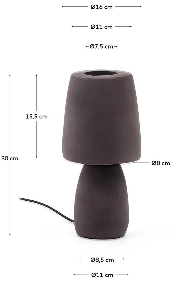 Tmavě hnědá stolní lampa (výška 30 cm) Tandy – Kave Home