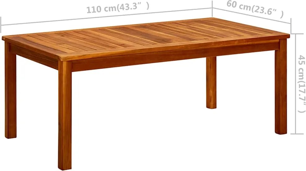 Zahradní konferenční stolek 110 x 60 x 45 cm masivní akácie 316401