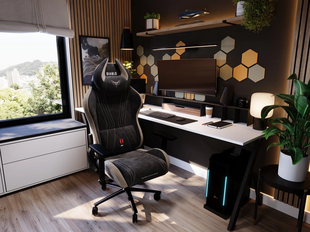 Herní křeslo z látky Normal Size, černý-béžový: Diablo X-Horn 2.0 Camel Black