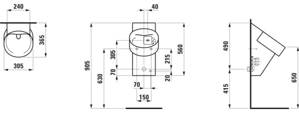 LAUFEN H8402860200001-Pisoár se senzorem VAL 230V zadní př, zadní odp lesk černá