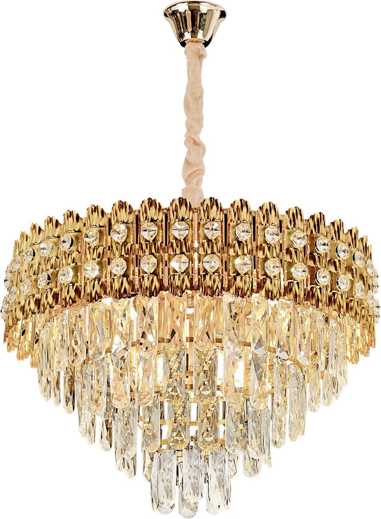 Toolight Toolight, křišťálové závěsné svítidlo 60cm, 8xE14, G058-CP, zlatá, OSW-08992