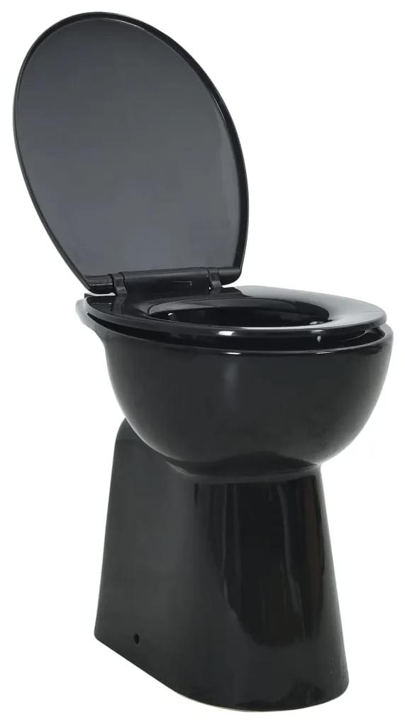 vidaXL Vysoké WC bez okraje měkké zavírání o 7 cm vyšší keramika černé