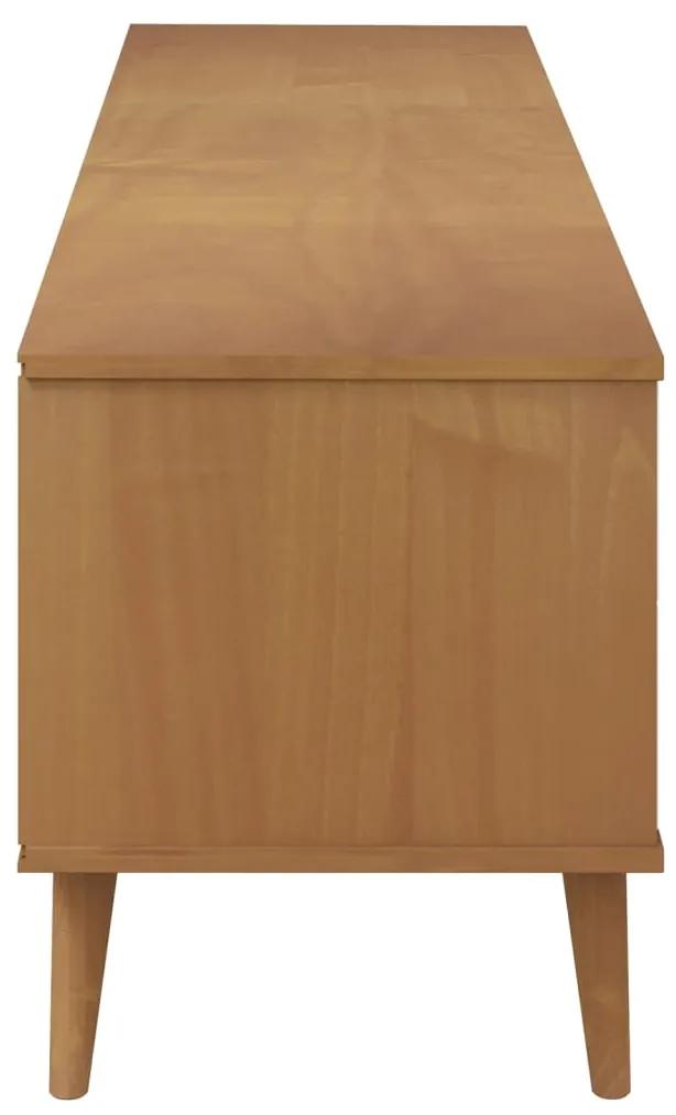 TV stolek MOLDE hnědý 158 x 40 x 49 cm masivní borové dřevo - Default Title