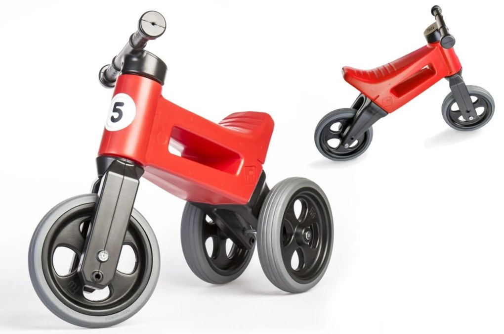 Odrážedlo FUNNY WHEELS Rider Sport červené 2v1, výška sedla 28/30cm nosnost 25kg 18m+ v sáčku