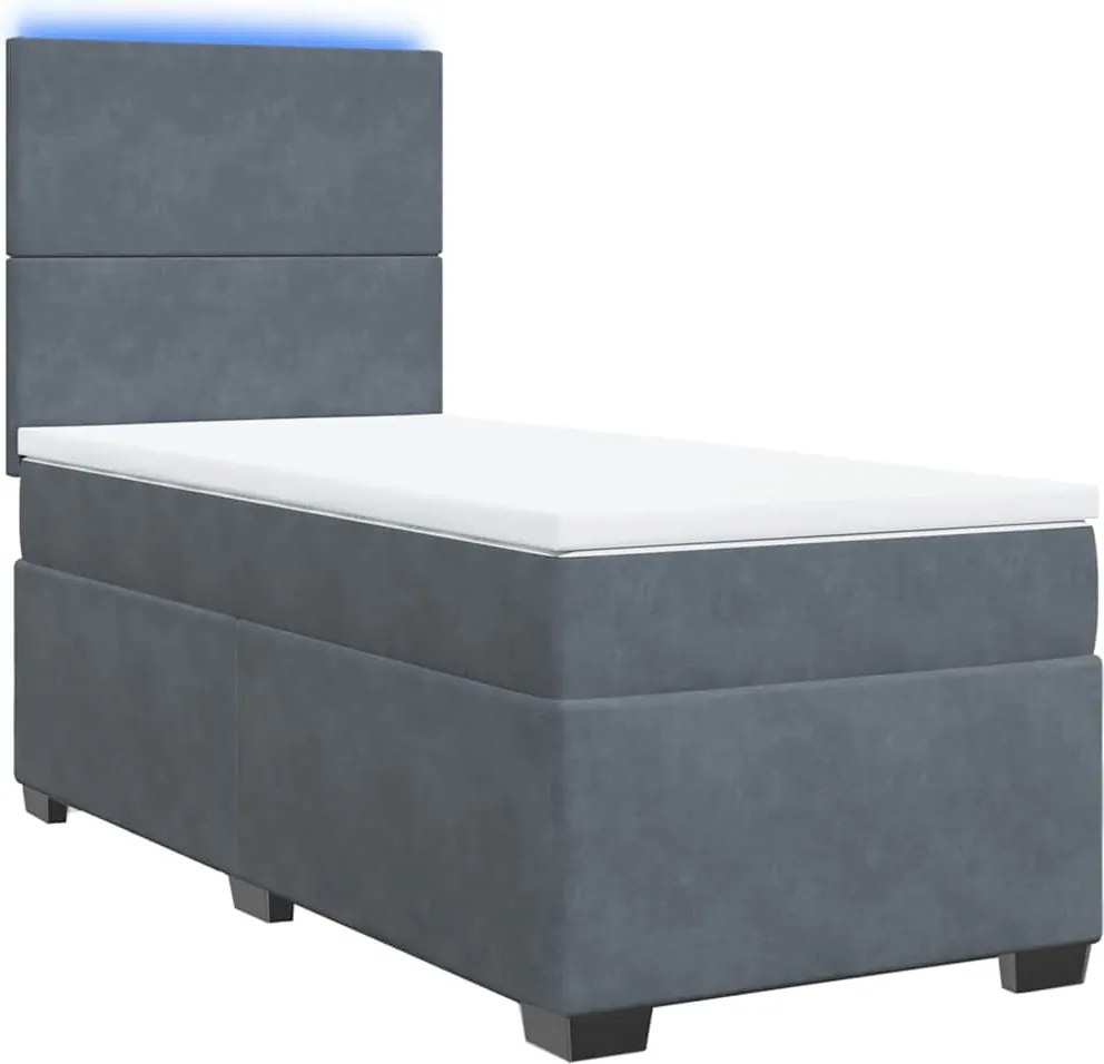 Box spring postel s matrací tmavě šedá 100x200 cm samet 3293129