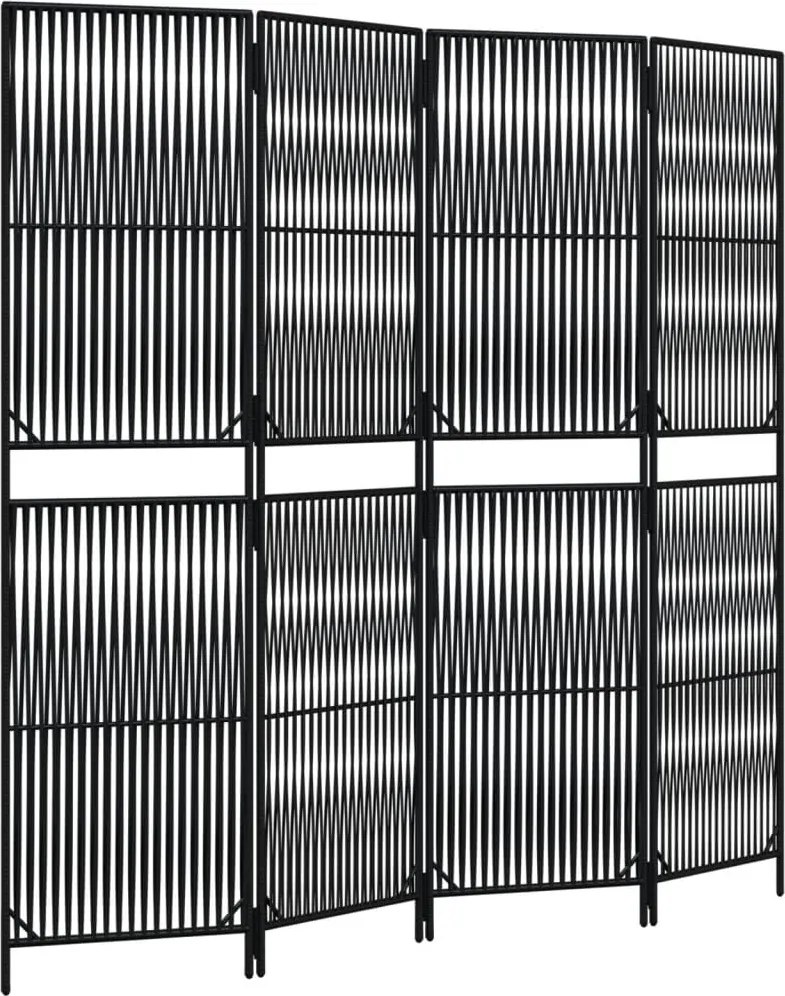 vidaXL Dělicí stěna 4 panely polyratan [365377] Barva: Černá