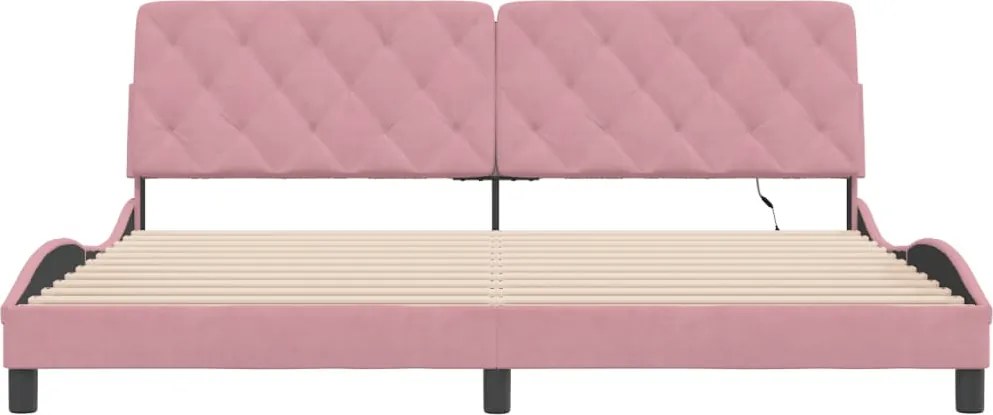Rám postele s LED bez matrace růžový 200 x 200 cm samet 3213878