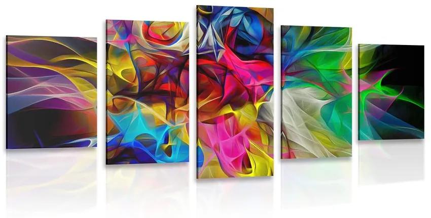 5-dílný obraz abstraktní barevný chaos Varianta: 200x100