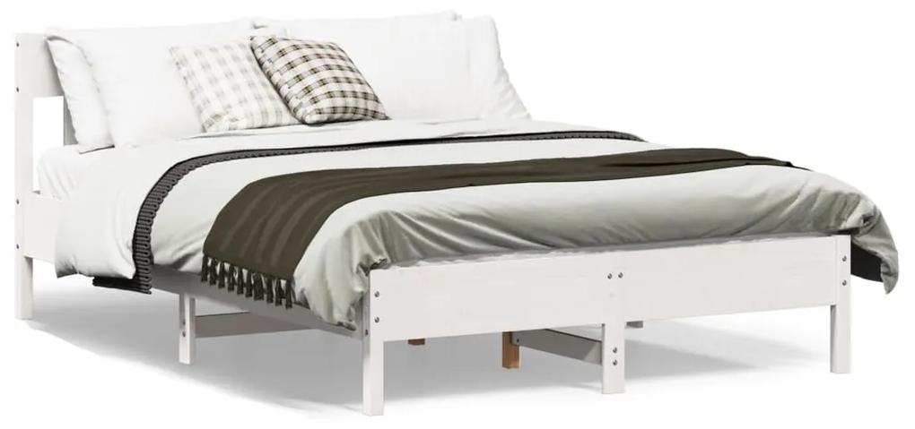 Rám postele s čelem bílý 150x200 cm masivní borovice,  842643