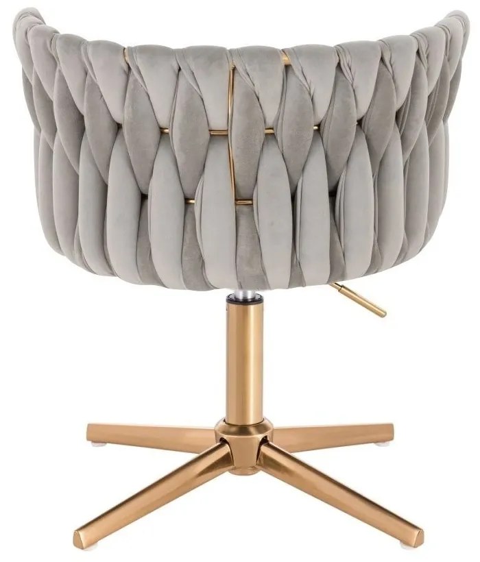 LuxuryForm DESIGN Otočná židle LYON VELUR na zlatém kříži - světle šedá
