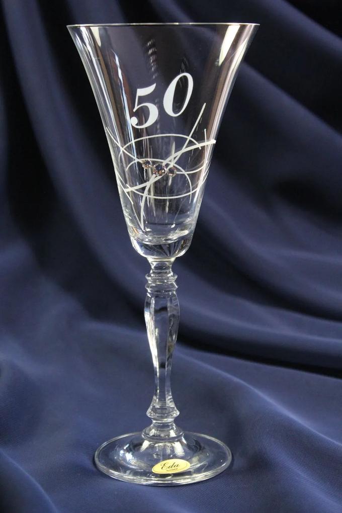 Výroční pohár na 50. narozeniny ŠAMPAŇSKÉ se swarovski krystaly