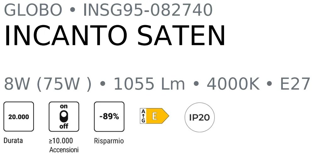 CENTURY LED žárovka E27 Globe 8W 3000K INSG95-082730